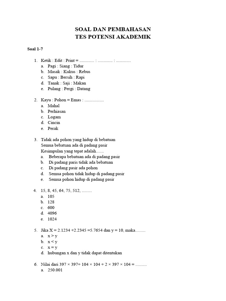 Soal Dan Pembahasan Tbs 15 Jul 2022 | PDF