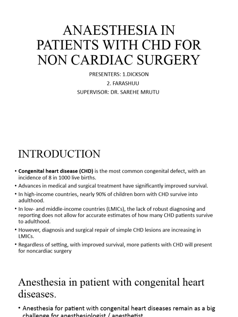 Anesthesia for CHD in Non-Cardiac Surgery | PDF | Anesthesia ...