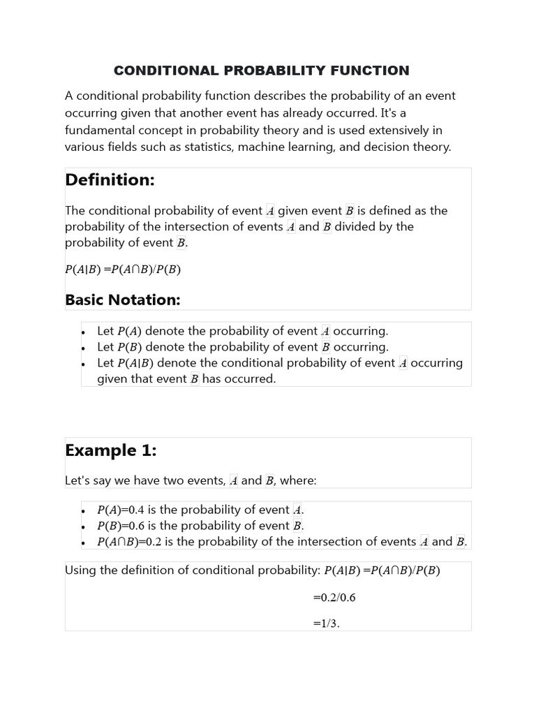 Conditional Probability Function | PDF | Probability | Function (Mathematics)