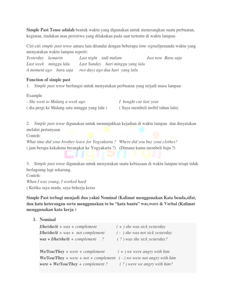 Materi Simple Past | PDF