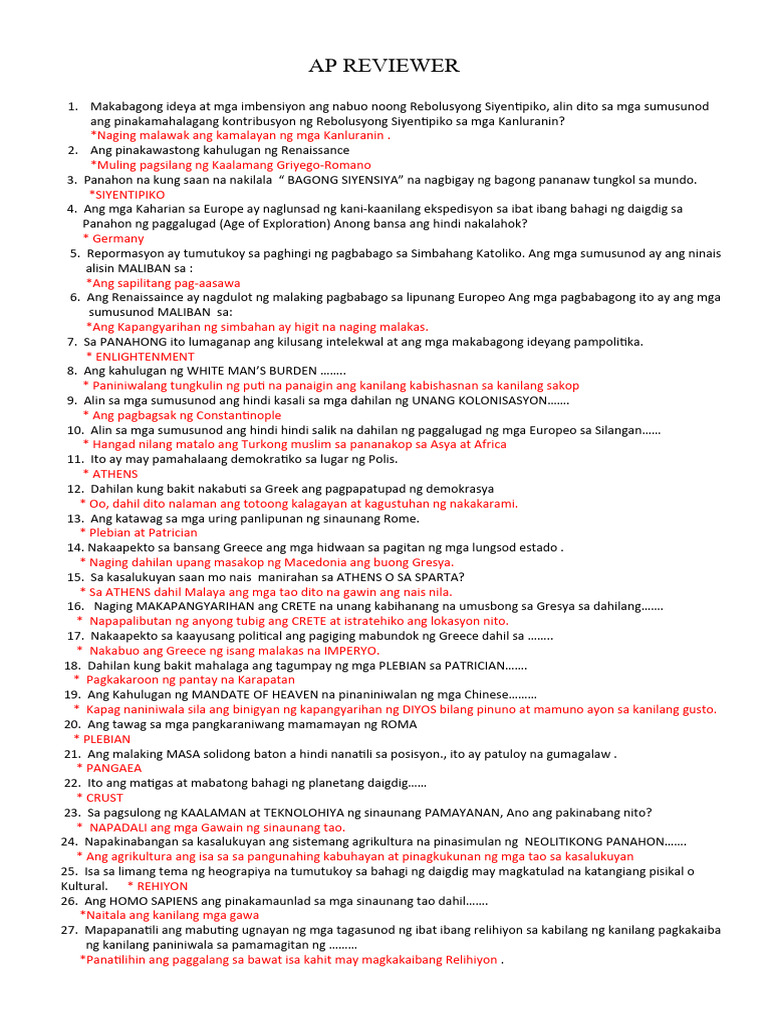 Ap Reviewer 4th Quarter | PDF