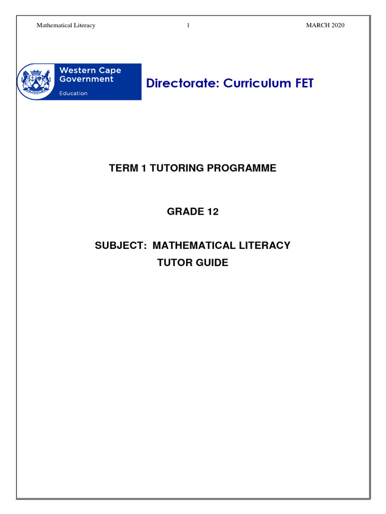 Math Lit 2 | Download Free PDF | Learning | Literacy