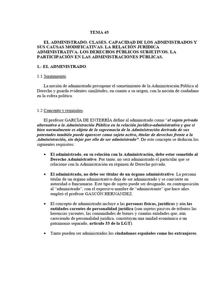 Tema 43 | PDF | Derechos | Ley Pública