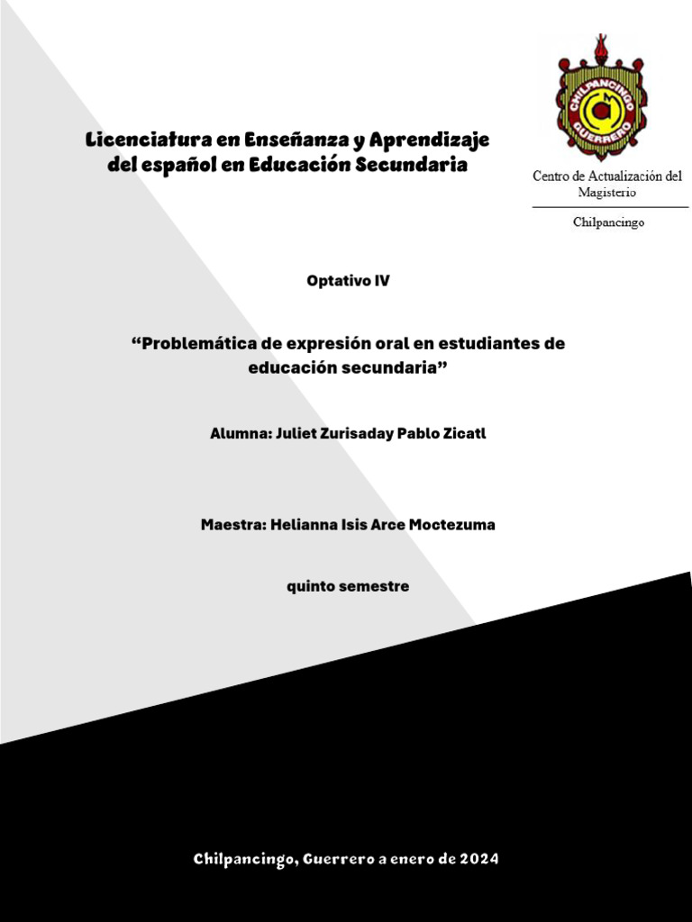 Trabajo final de expresion oral | PDF | Enseñando | Educación Secundaria