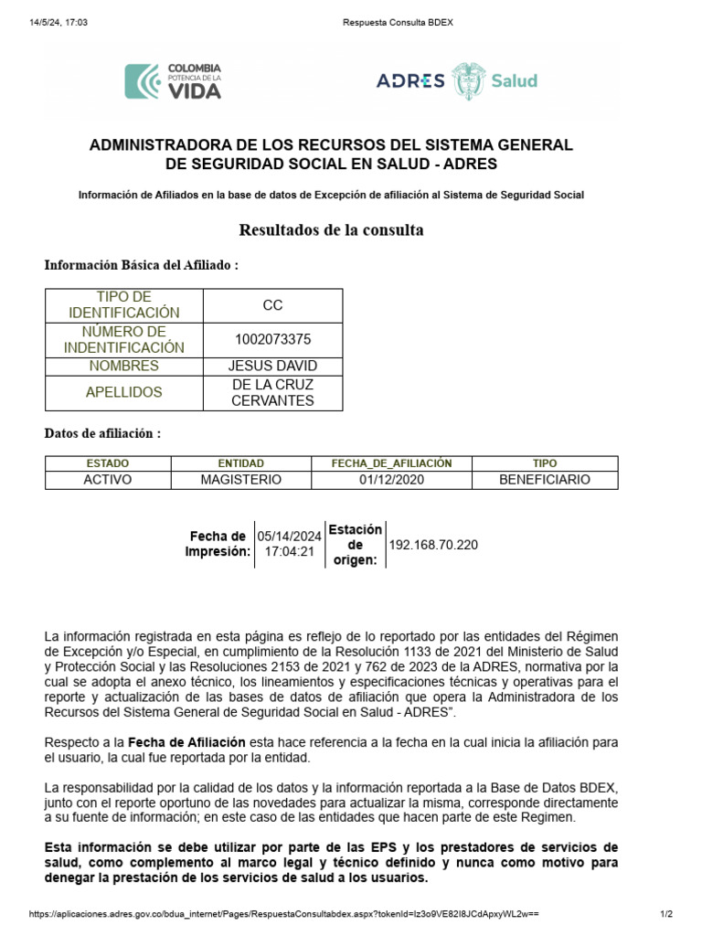 Respuesta Consulta BDEX | PDF | Bases de datos | Informática