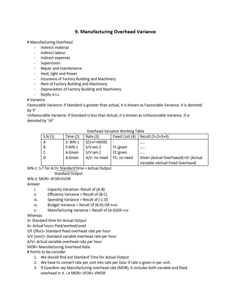Manufacturing Overhead Variance Explained | PDF | Management Accounting ...