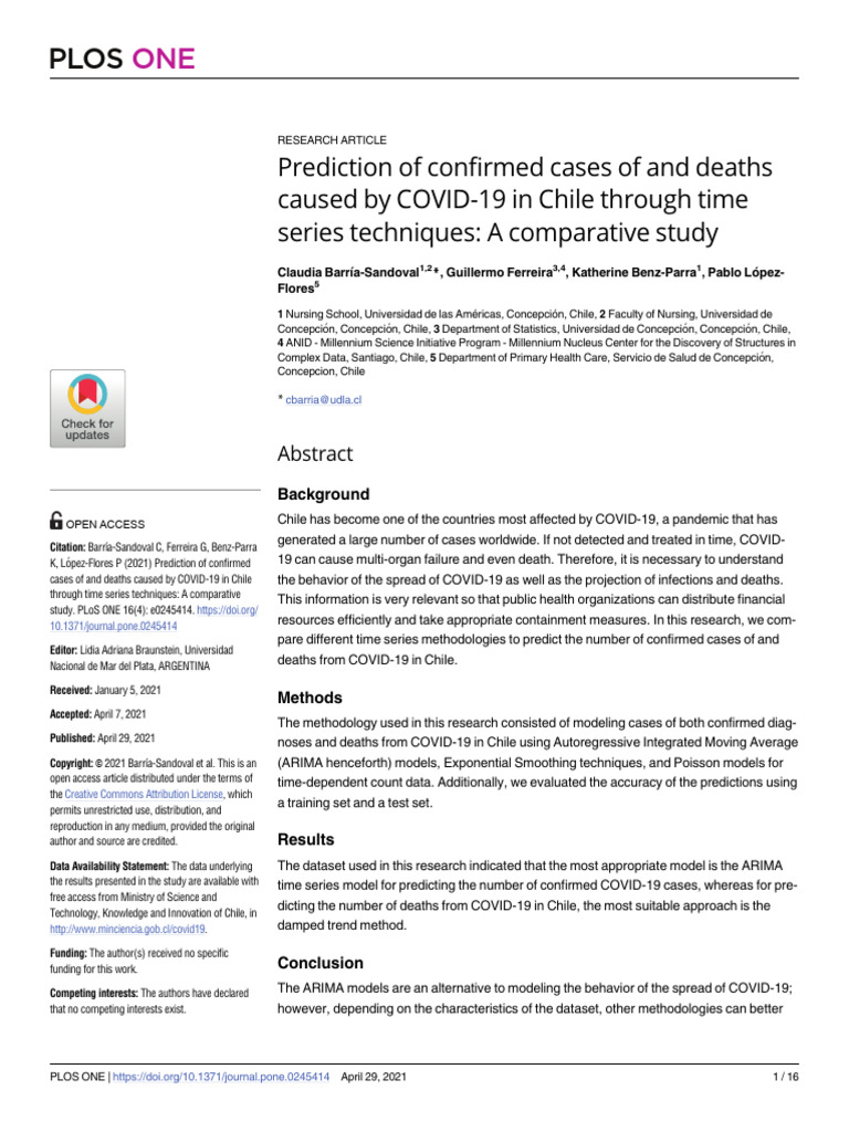 1 Prediction of Confirmed Cases of and Deaths Caused by COVID-19 in ...