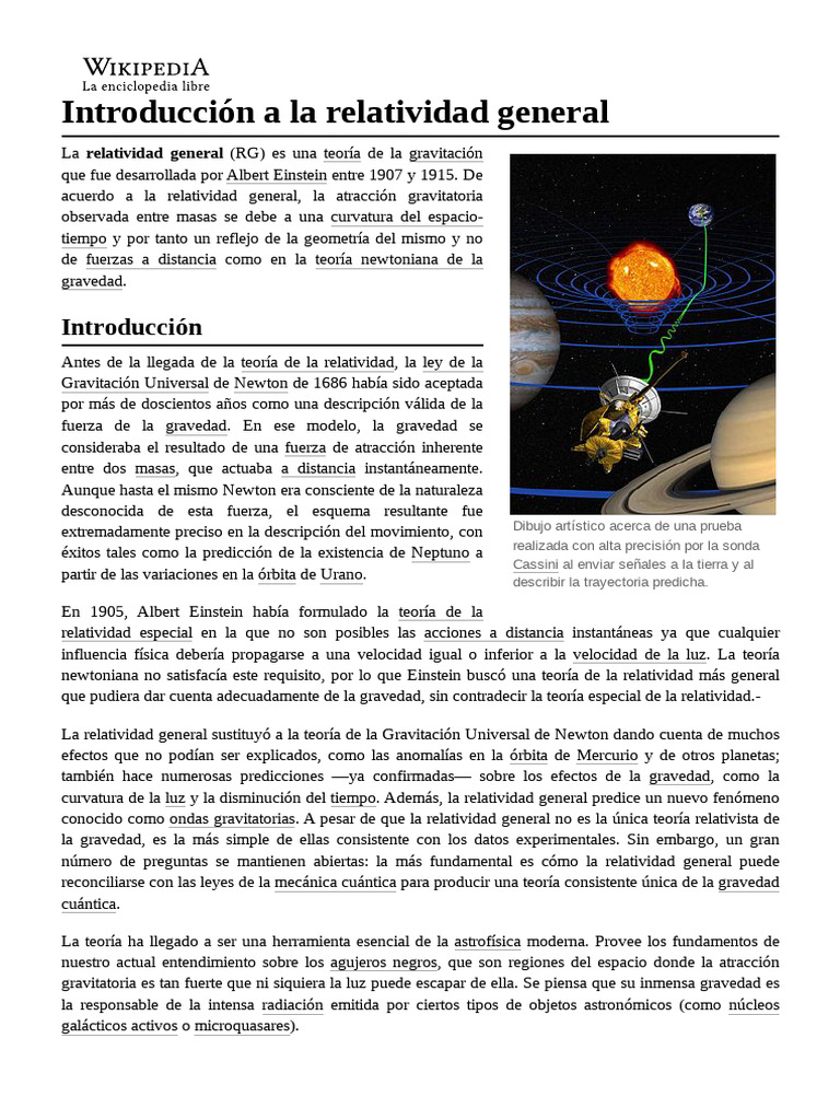 Introducción a la Relatividad General | PDF | Relatividad general ...