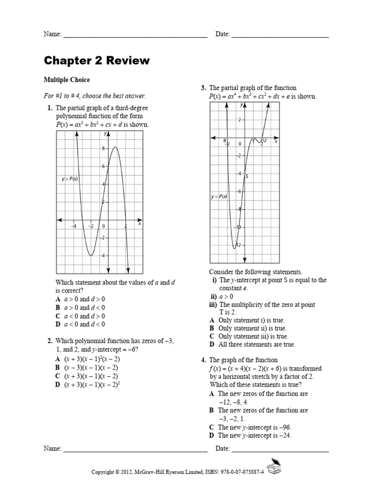 Pre-Calc12 CHP 2 Review (Online) With Answers | PDF | Function (Mathematics) | Polynomial
