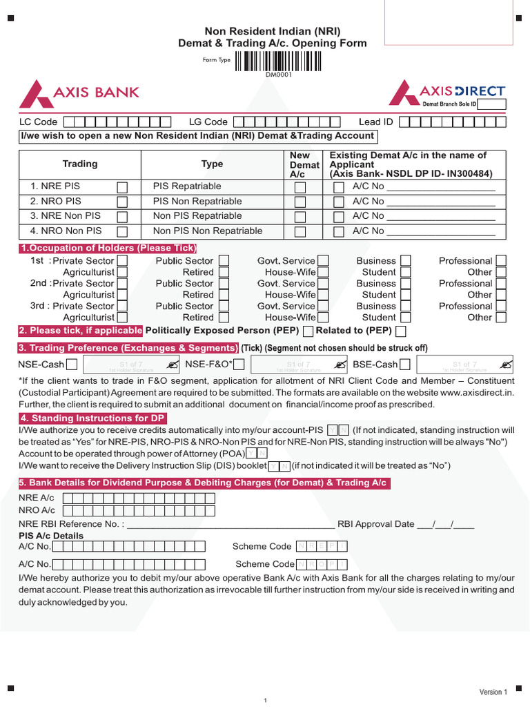 NRI Form-Ver1 | PDF | Debit Card | Securities (Finance)