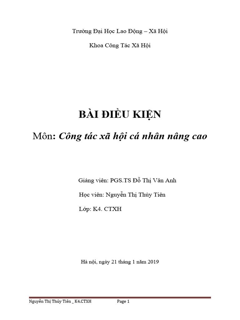 BÃ I ?i?u Ki?n Mã N CTXH Cã¡ Nhã N Nã NG Cao - TiÃ N 2 | PDF