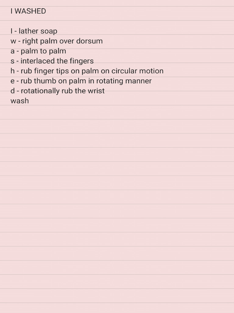 I Washed Meaning (Hand Washing Technique) | PDF