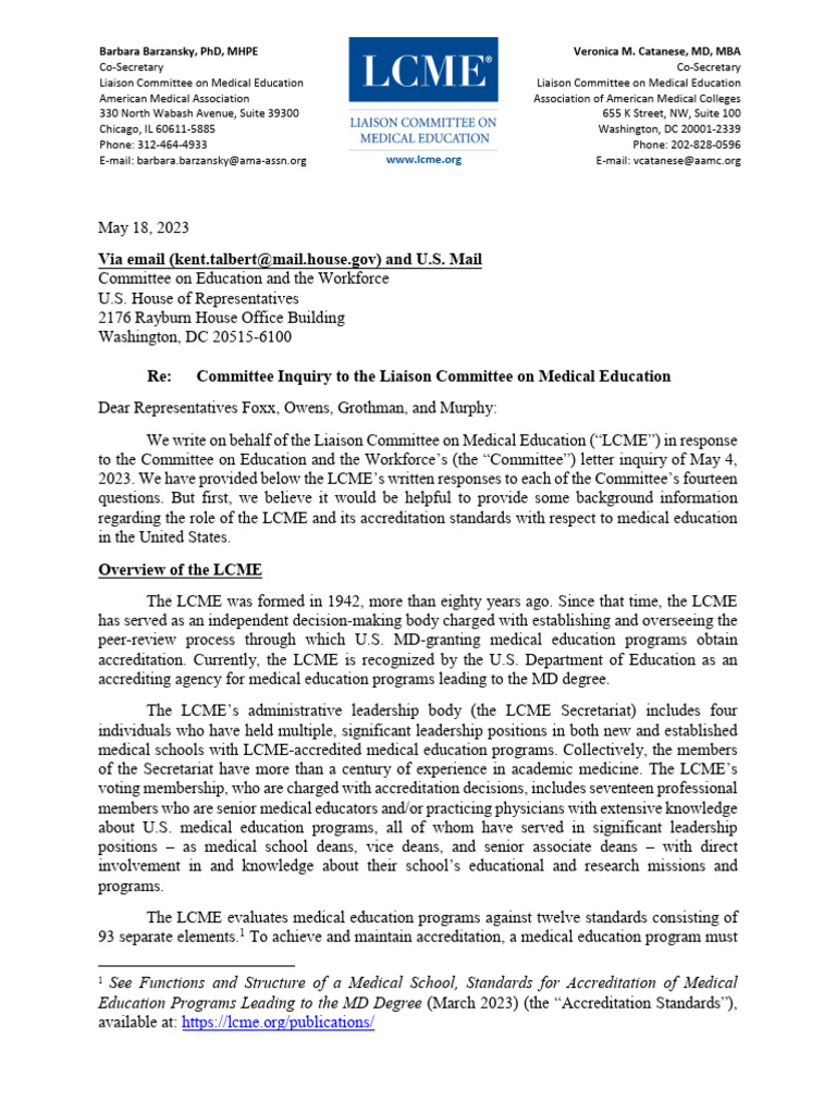 LCME Response to Diversity Inquiry | PDF | Medical Education ...