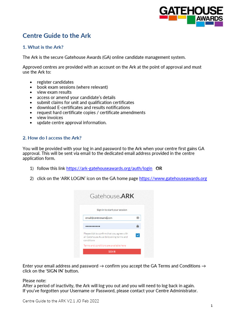 Centre Guide To The Ark | PDF | Login | Computing