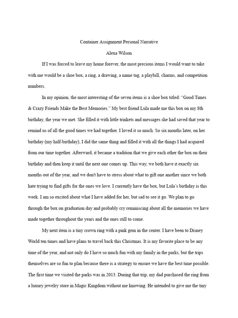 Container Assignment Personal Narrative | PDF
