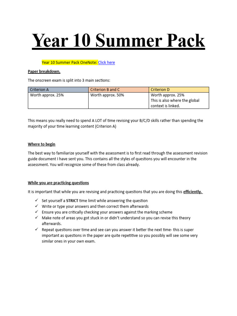 Year 10 Summer Pack | PDF | Human Communication | Behavior Modification