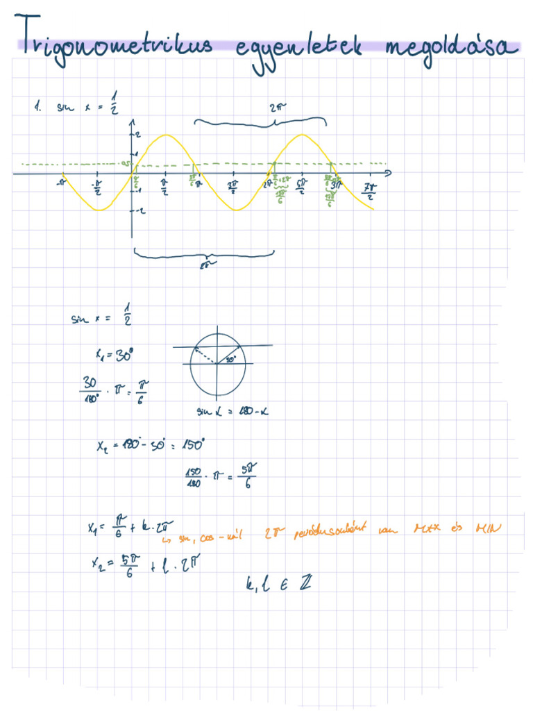Trigonometrikus Egyenletek Megoldása | PDF