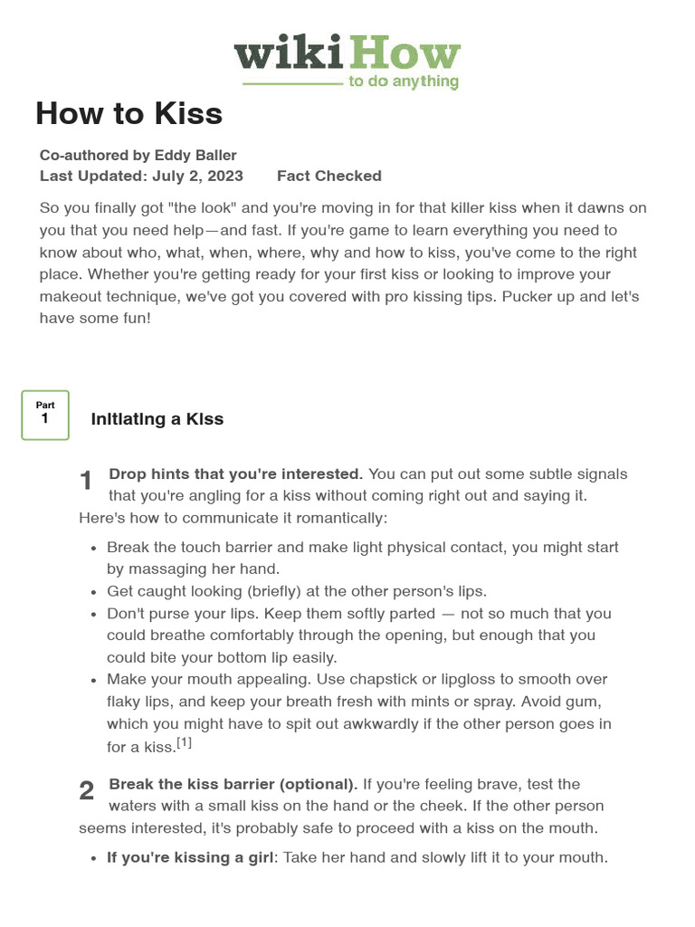 How To Kiss - Wikihow | Download Free PDF | Kiss