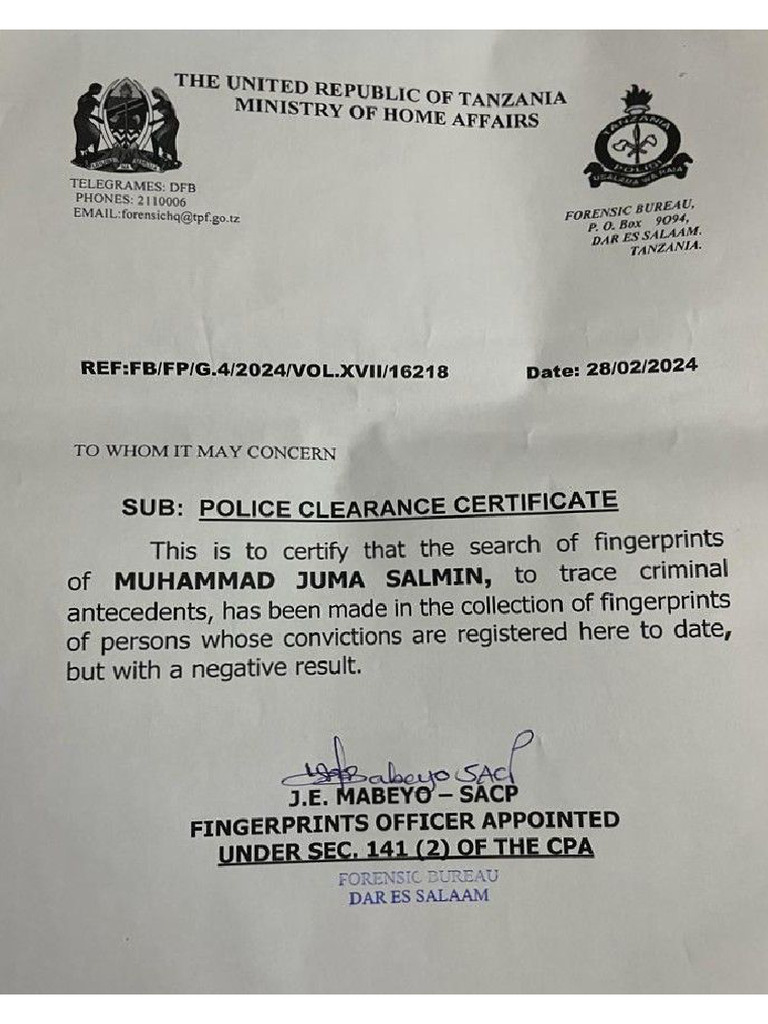 Police Clearance | PDF