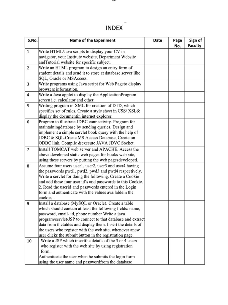 Web Tech. Index | PDF