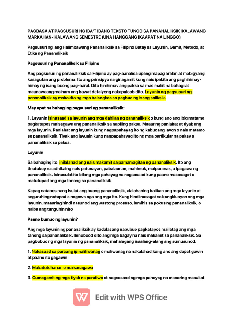 PAGBASA AT PAGS WPS Office | PDF