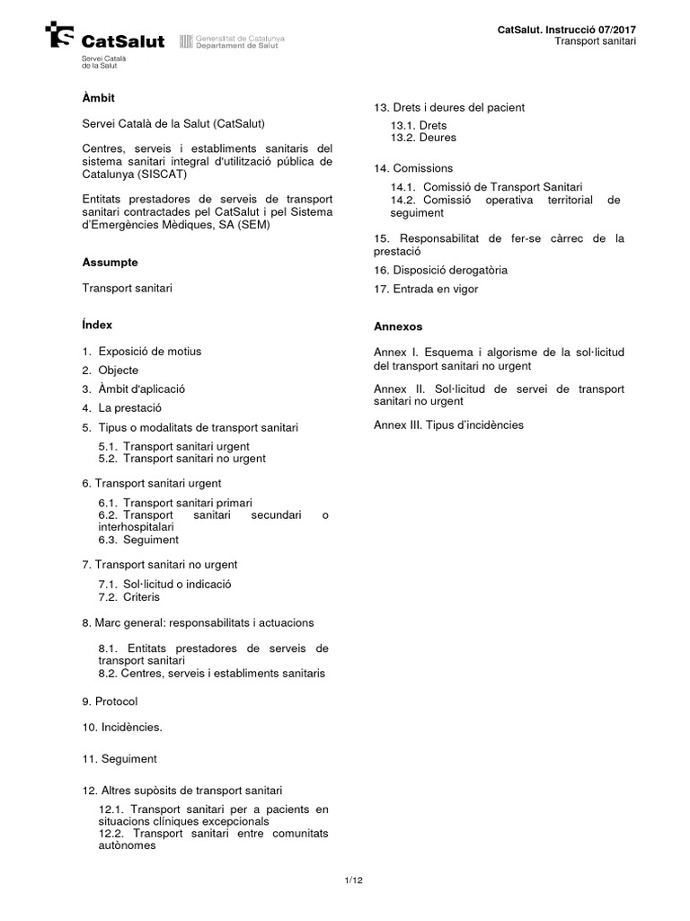 Instrucció Catsalut (2017) | PDF