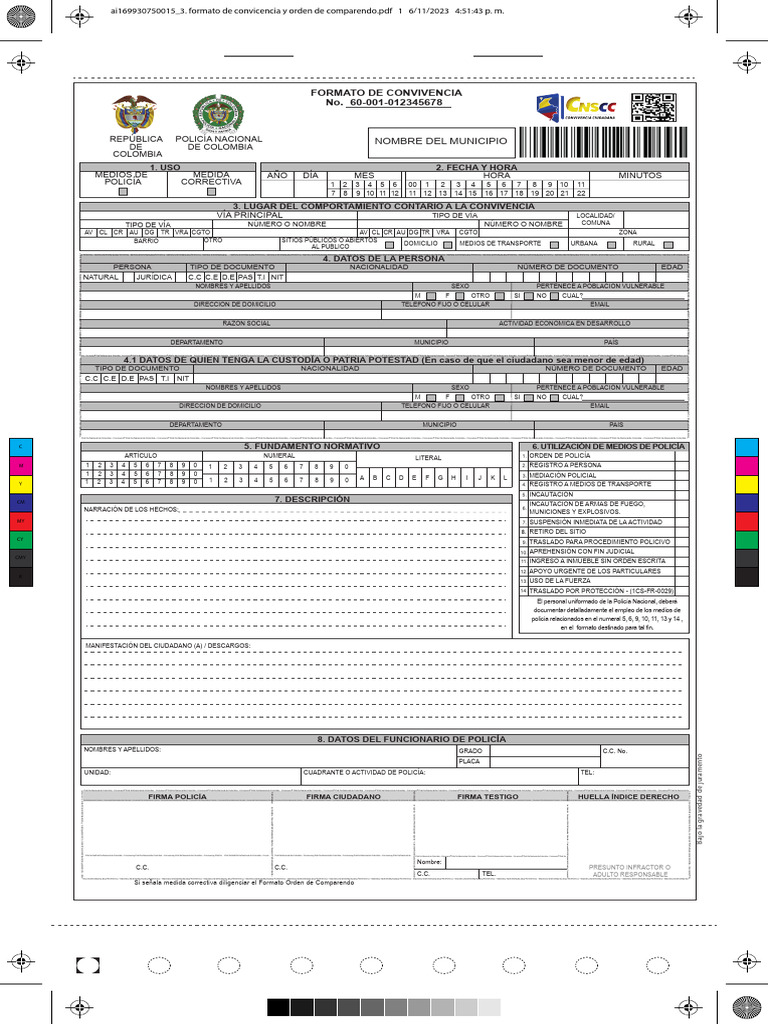 Formato de Convivencia y Orden de Comparendo | PDF