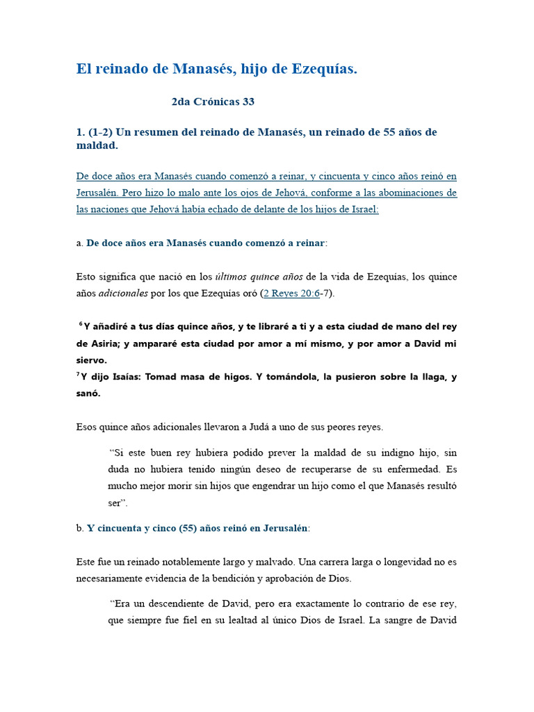 El Reinado de Manasés | Descargar gratis PDF | Reino de judá | David