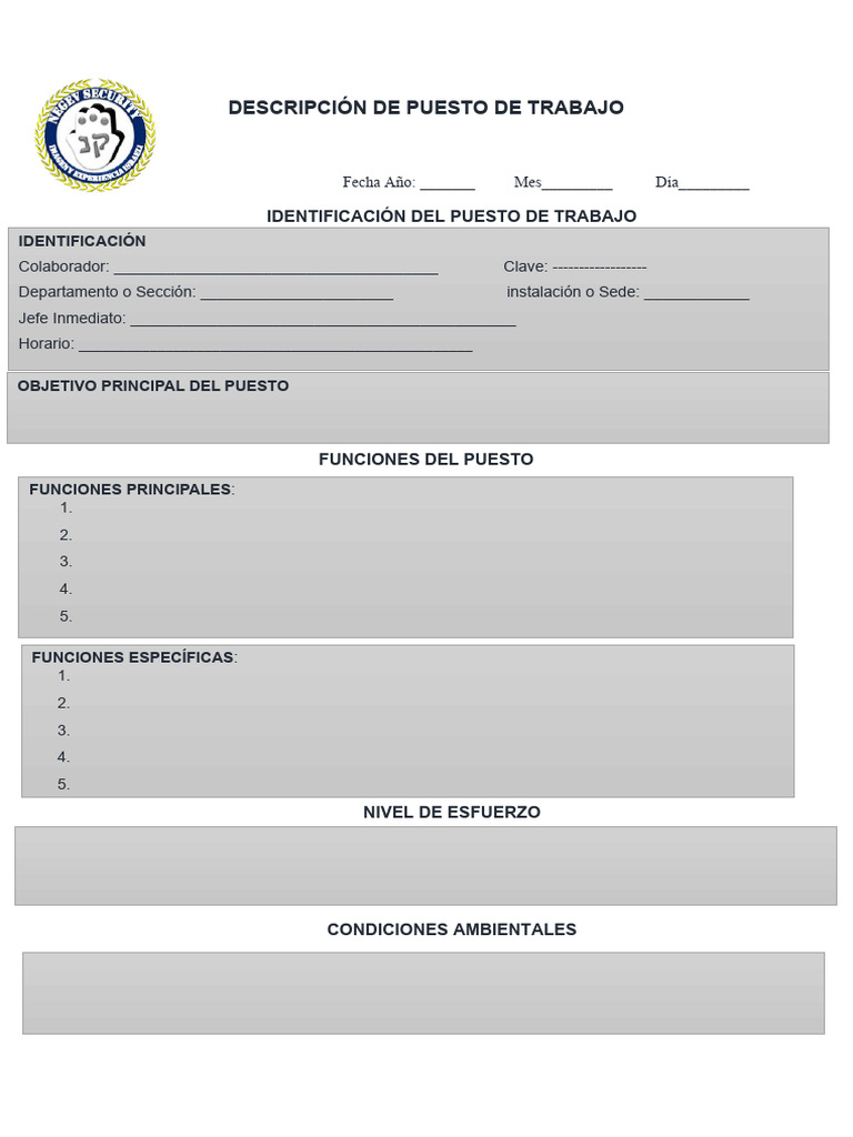 Descripción de Puesto de Trabajo | PDF | Business