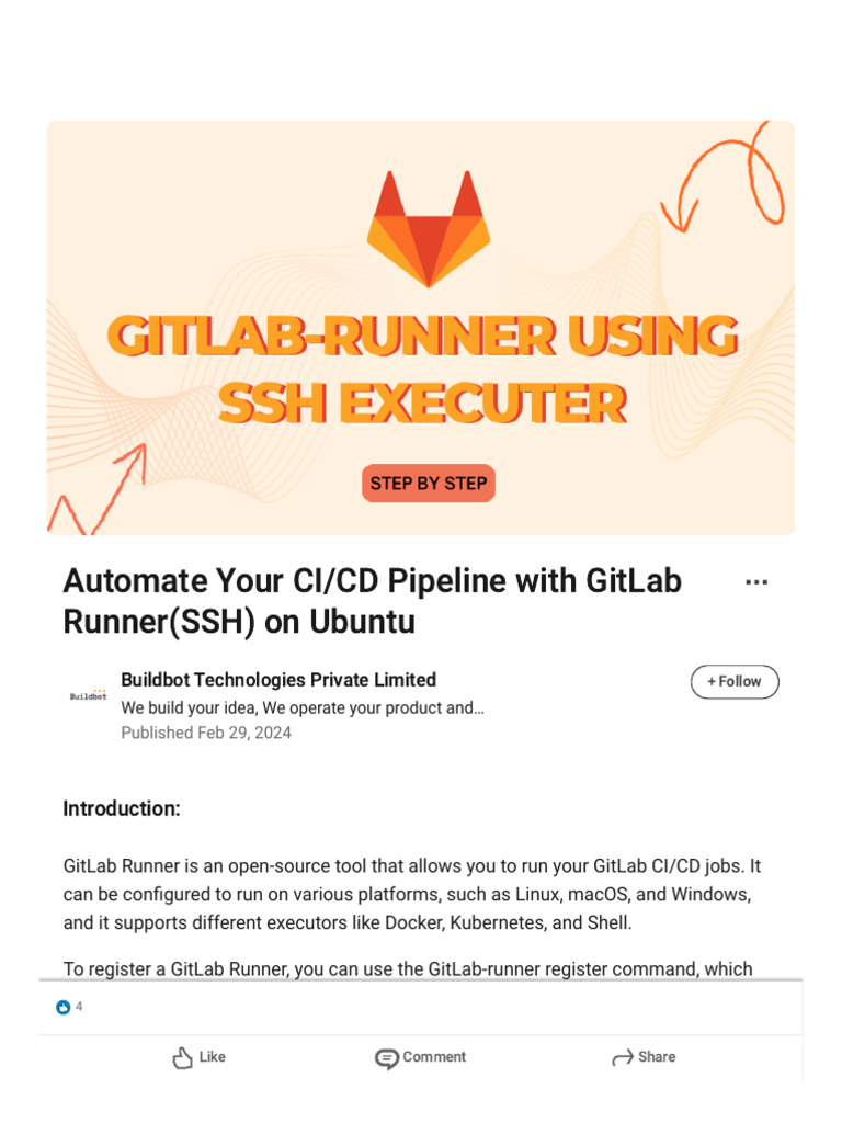 Automate Your CI - CD Pipeline With GitLab Runner (SSH) On Ubuntu | PDF | Linux | Secure Shell