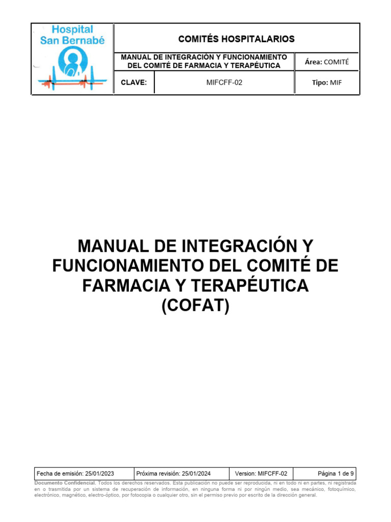 Manual de Funcionamiento del COFAT | PDF | Farmacia | Medicamentos con ...