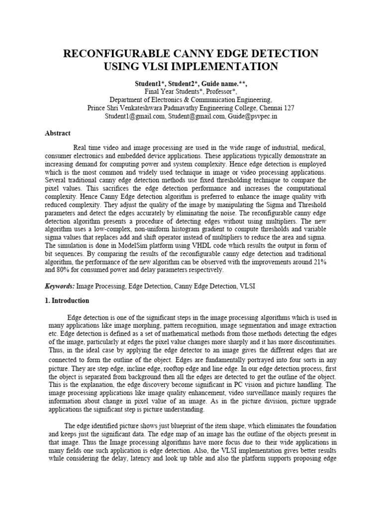 VLSI-Based Reconfigurable Canny Edge Detection | PDF | Image Segmentation | Algorithms