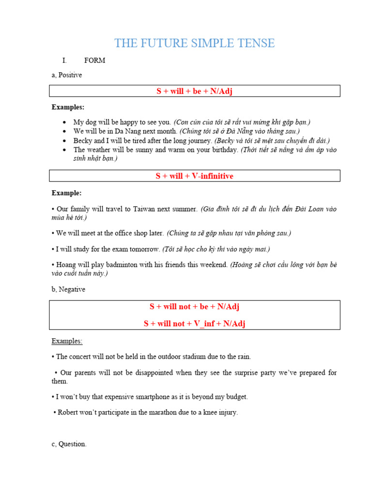 Unit 11. The future simple tense | PDF