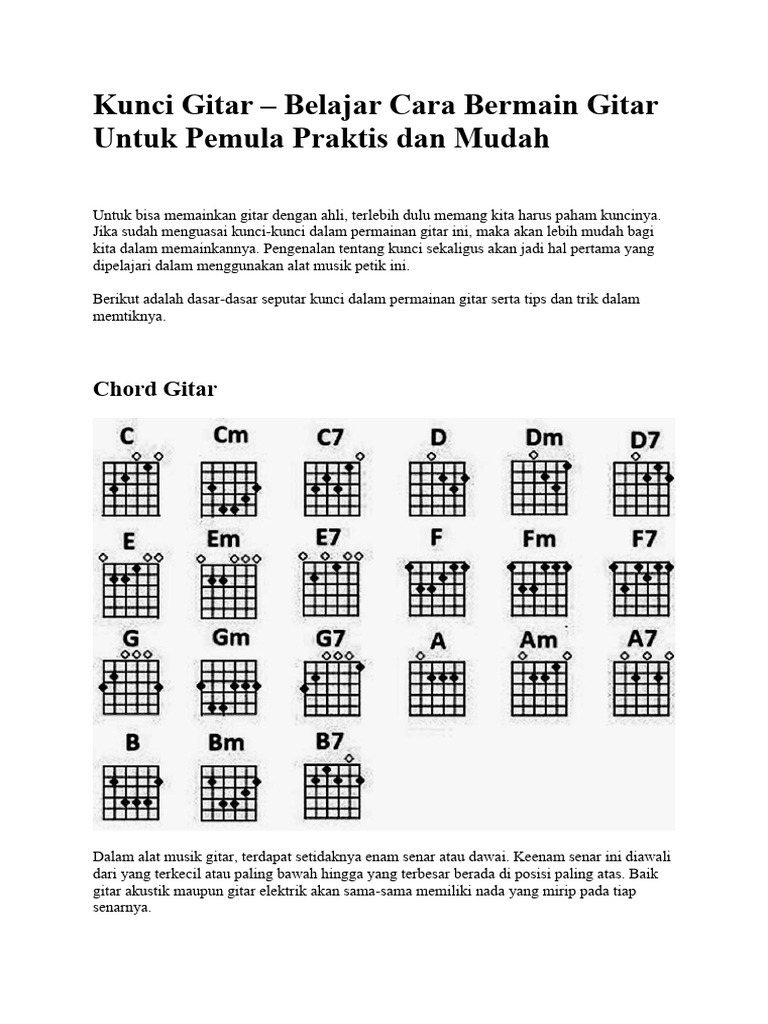 Kunci Gitar Dasar untuk Pemula | PDF