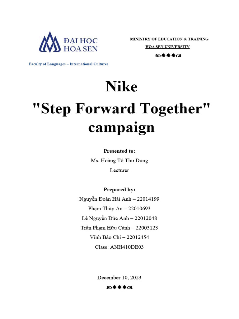 Nike Step Forward Together Final Assignment | PDF | Brand | Social Media