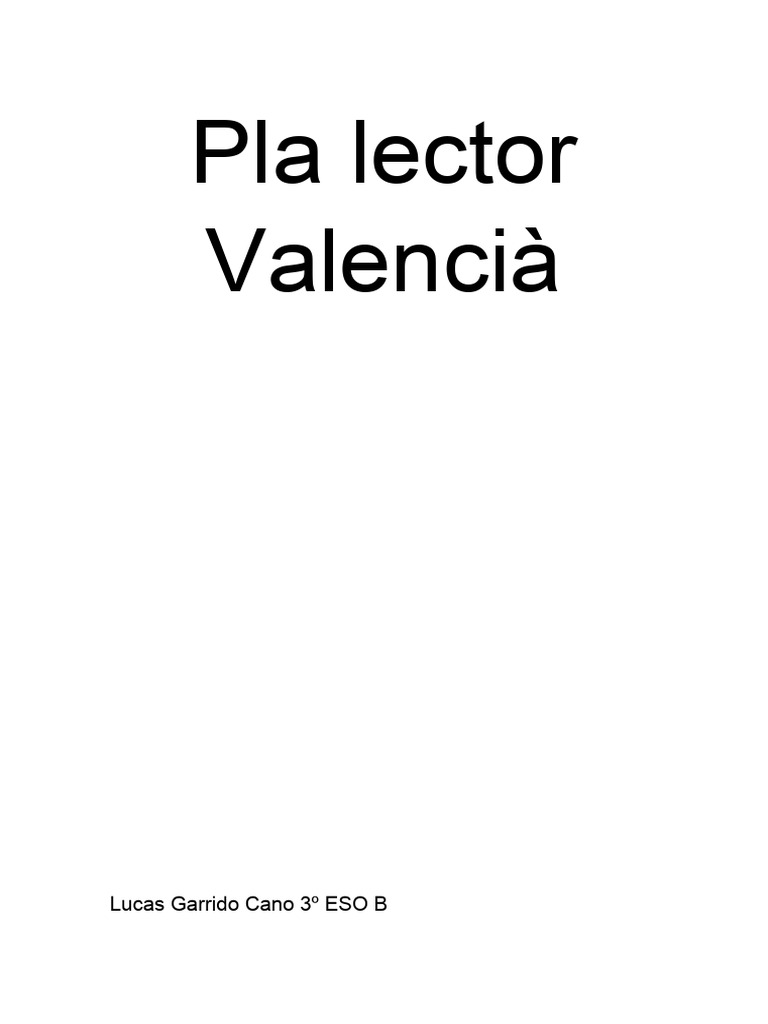 Plan Lector Valen | PDF