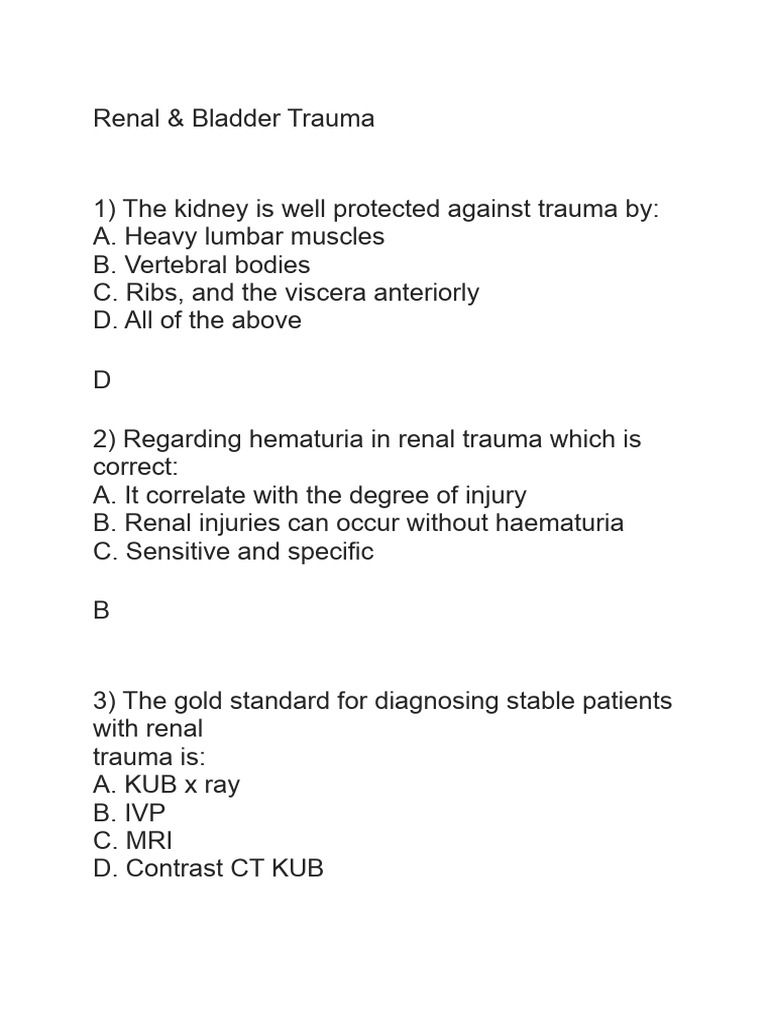 Renal & Bladder Trauma - 240514 - 064628 | PDF | Kidney | Diseases And Disorders