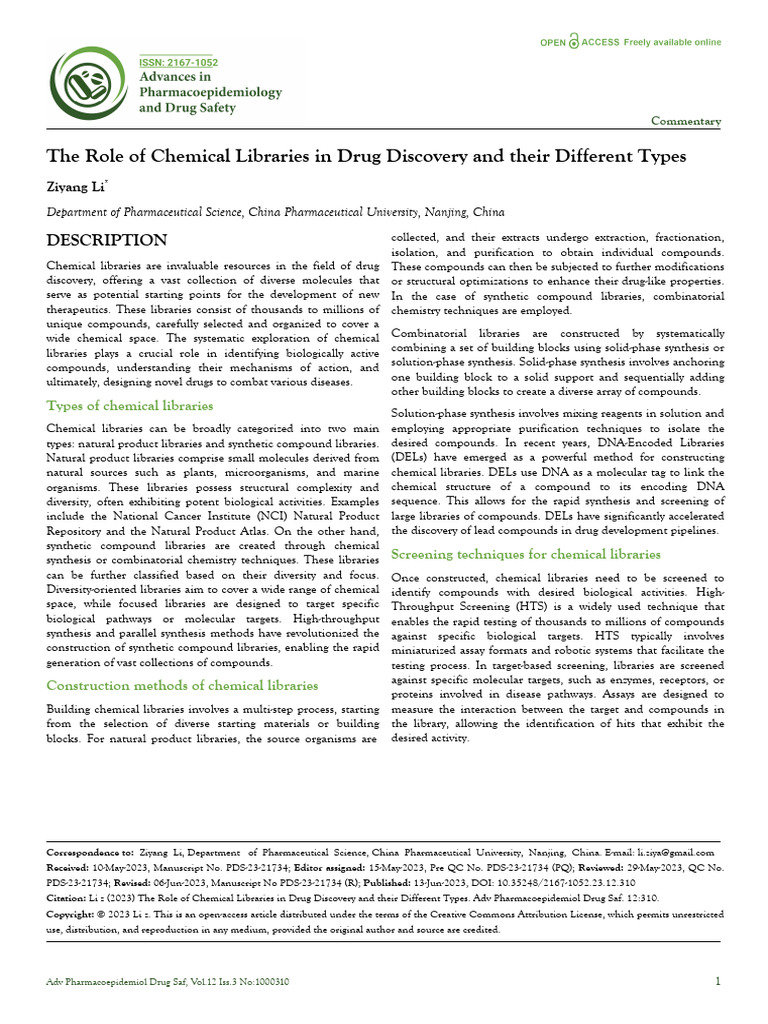 The Role of Chemical Libraries in Drug Discovery and Their Different ...