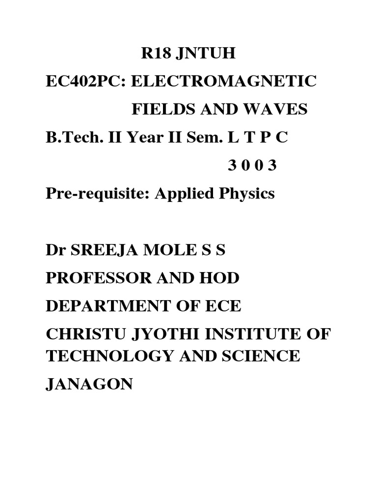 Electromagnetic Fields and Waves Syllabus | PDF | Waves | Waveguide