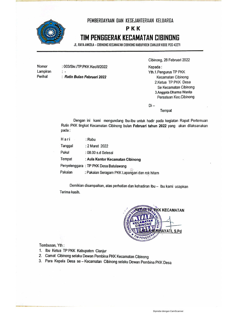 Surat Undangan PKK | PDF