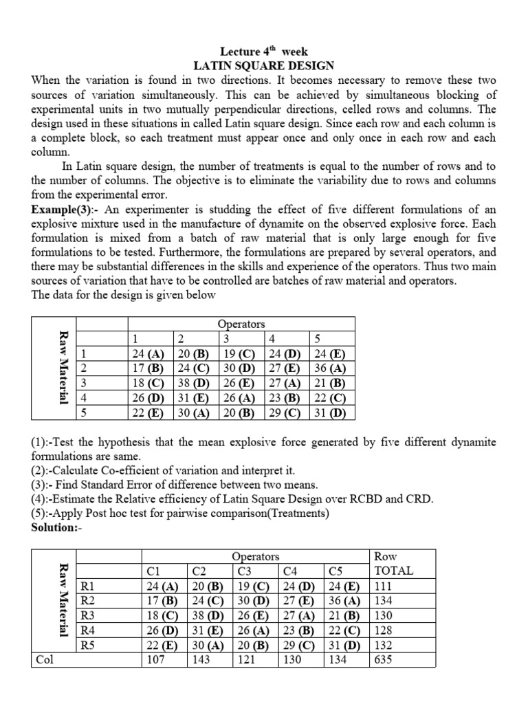 Latin Square Design | PDF | Experiment | Scientific Method