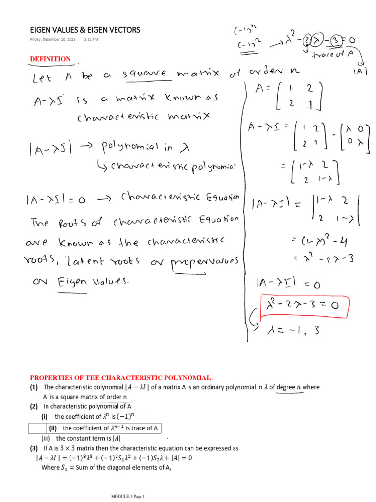 Eigen New 1 | PDF | Eigenvalues And Eigenvectors | Matrix (Mathematics)