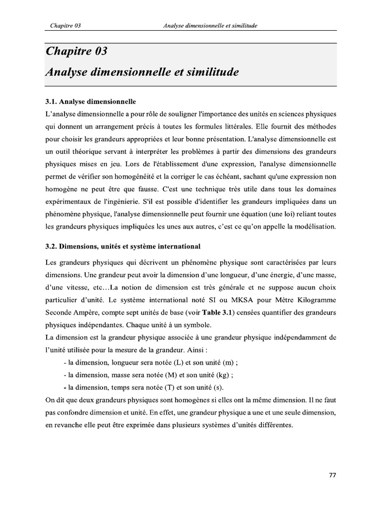 Cours Sur Analyse Dimensionnelle | PDF