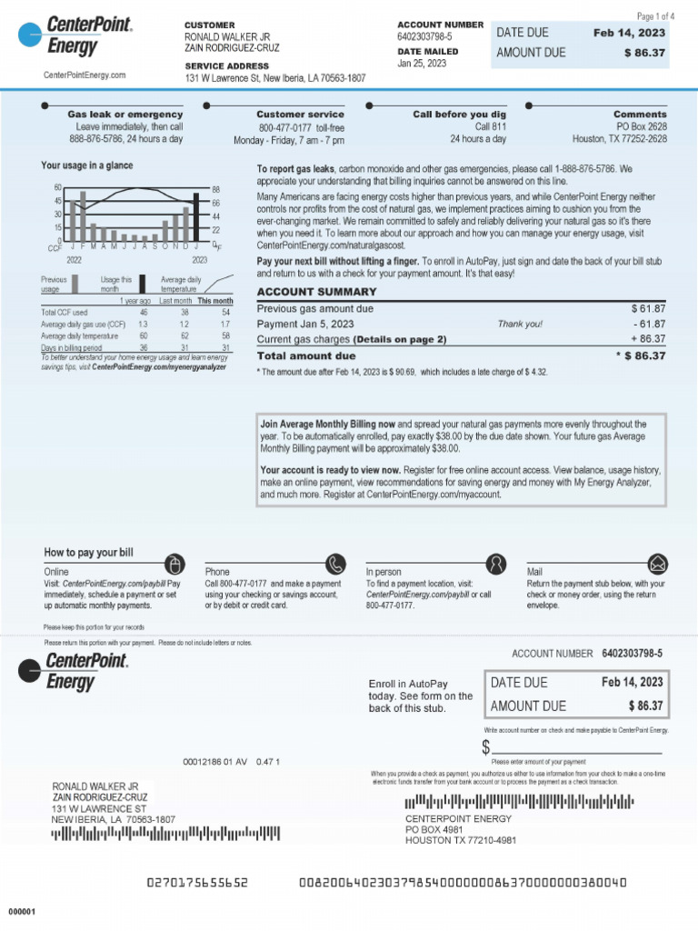 Centerpoint Energy Bill | PDF