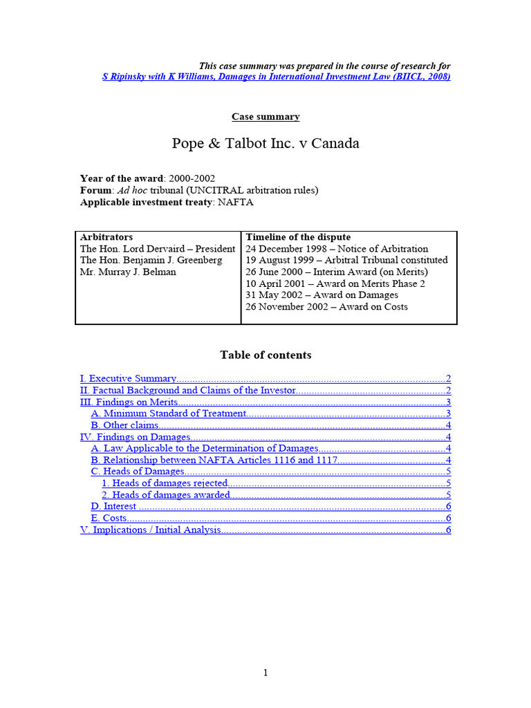3922 2002 Pope & Talbot V Canada | PDF | Damages | North American Free ...