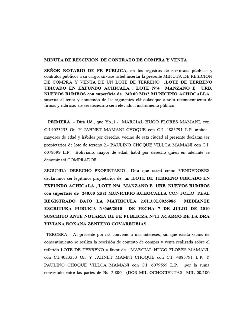 Modelo De Rescision De Contrato Por Mutuo Acuerdo Actualizado Agosto ...