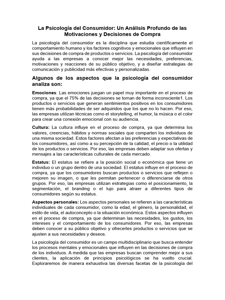 La Psicolog A Del Consumidor 1708734116 | PDF | Marketing | Marca