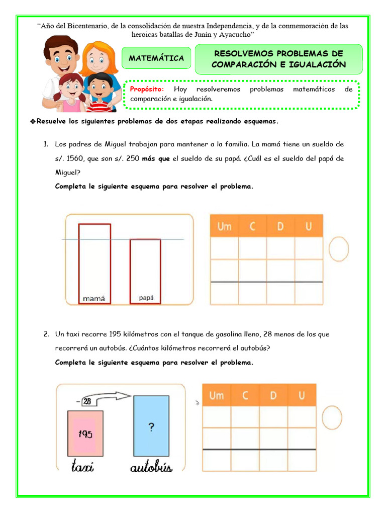 Ficha-Mierc-Mat-Resolvemos Problemas de Comparación e Igualación ...