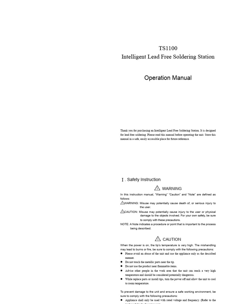 TS1100 english instruction 20150124（20200312已核） | PDF | Temperature ...