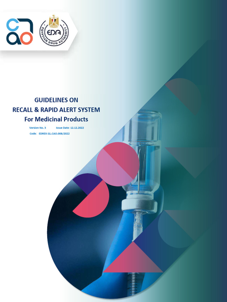 Guidelines On Recall Rapid Alert System For Medicinal Products 1 ...